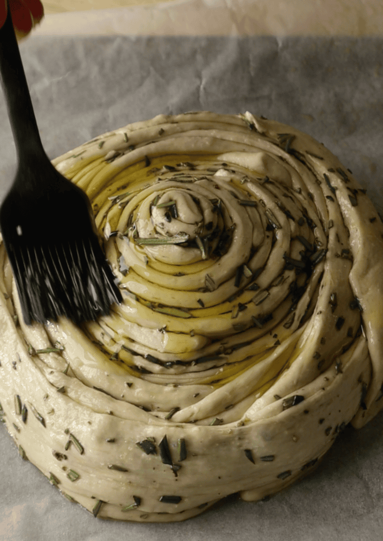 Pull Apart Pizza Dough Spiral - Olive Oil And Rosemary • Recipes and Places