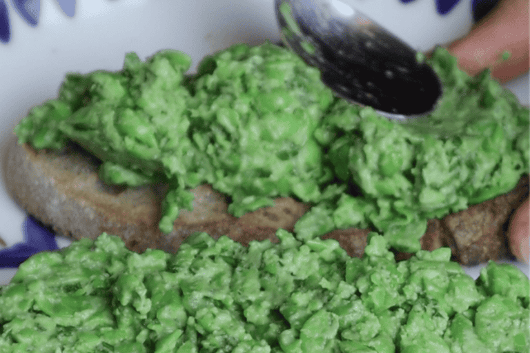 Smashed Peas On Toast • Recipes and Places