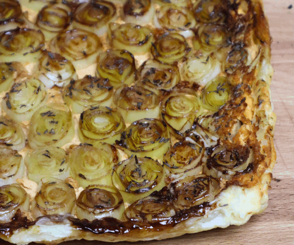 Upside Down Caramelized Leek Tart - With Tofu And Sun-dried Tomatoes